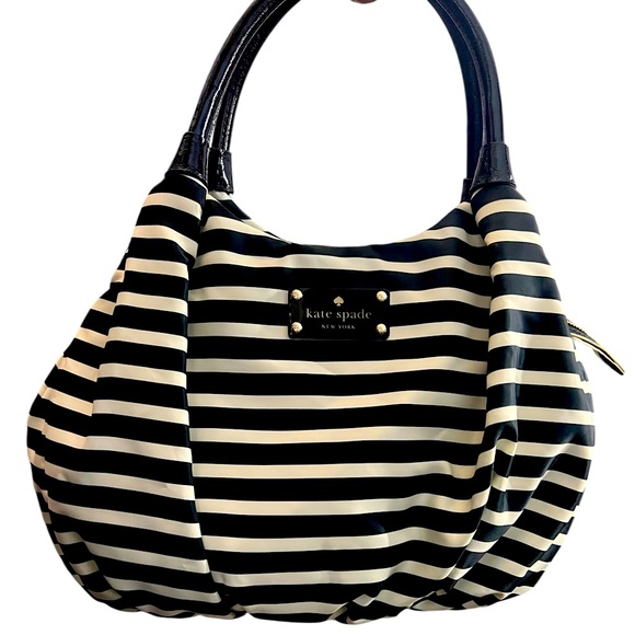 kate spade | Bags | Kate Spade Striped Black And Cream Shoulder Bag ...